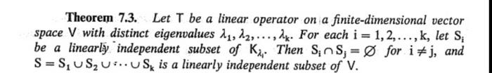 Solved Theorem 7.3. Let T be a linear operator on a | Chegg.com