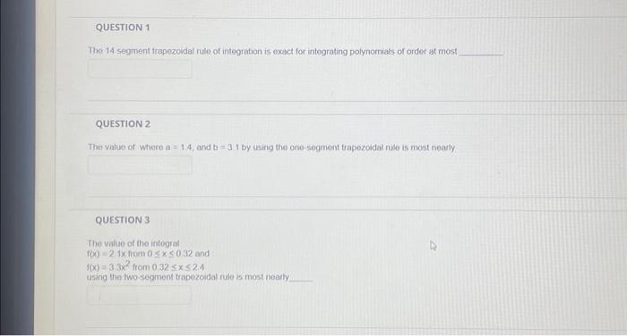 Solved The 14 segment trapezoidal rule of integration is | Chegg.com