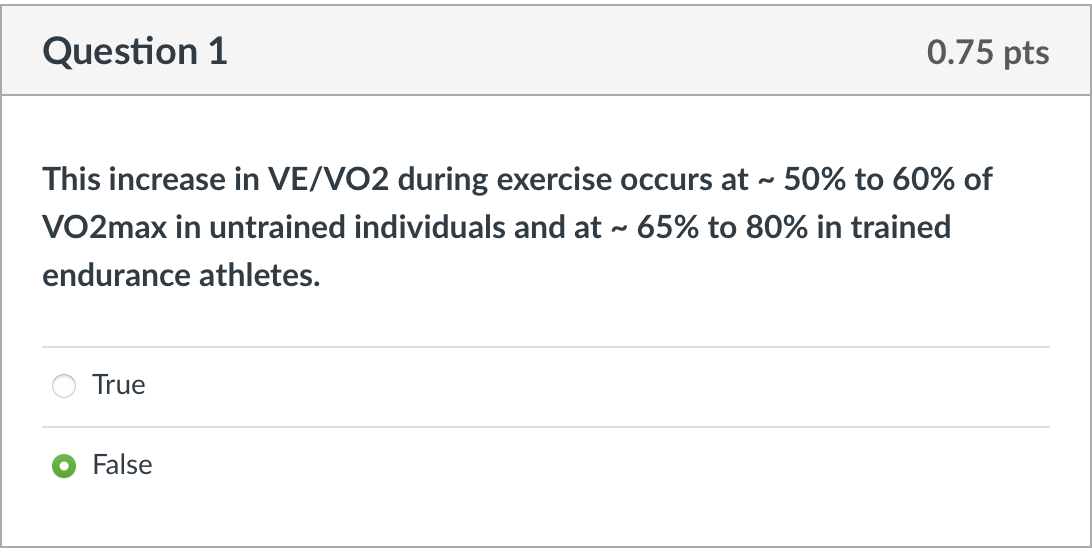 Solved Question 1This increase in VE/VO2 ﻿during exercise | Chegg.com