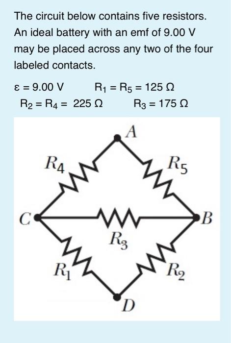 Solved The circuit below contains five resistors. An ideal | Chegg.com