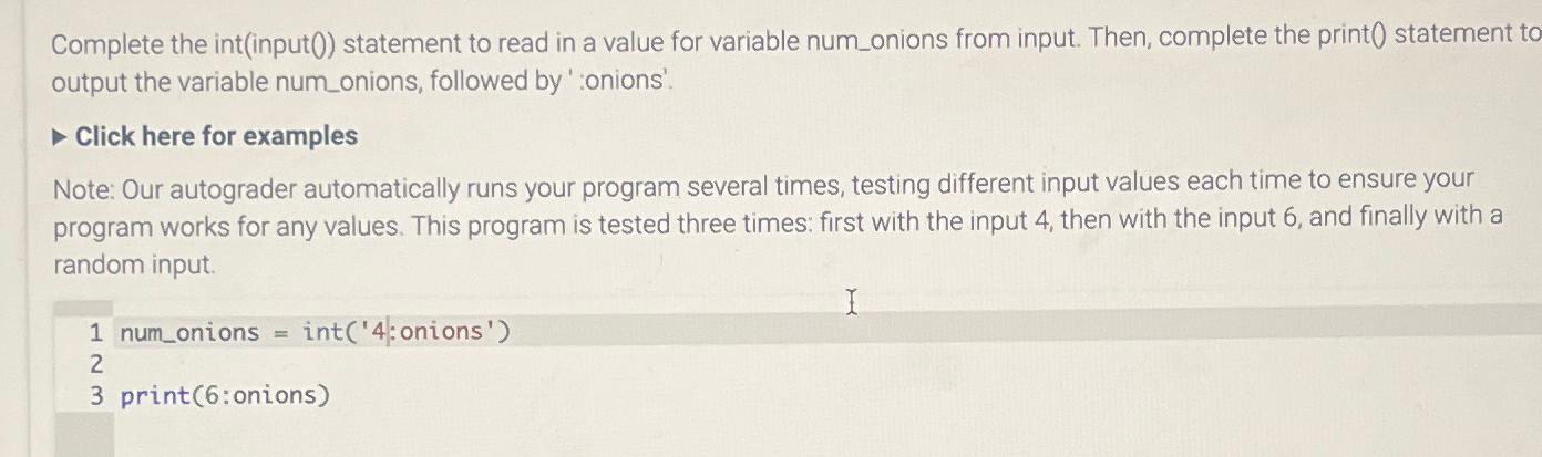 Solved Complete the int(input(0) ﻿statement to read in a | Chegg.com