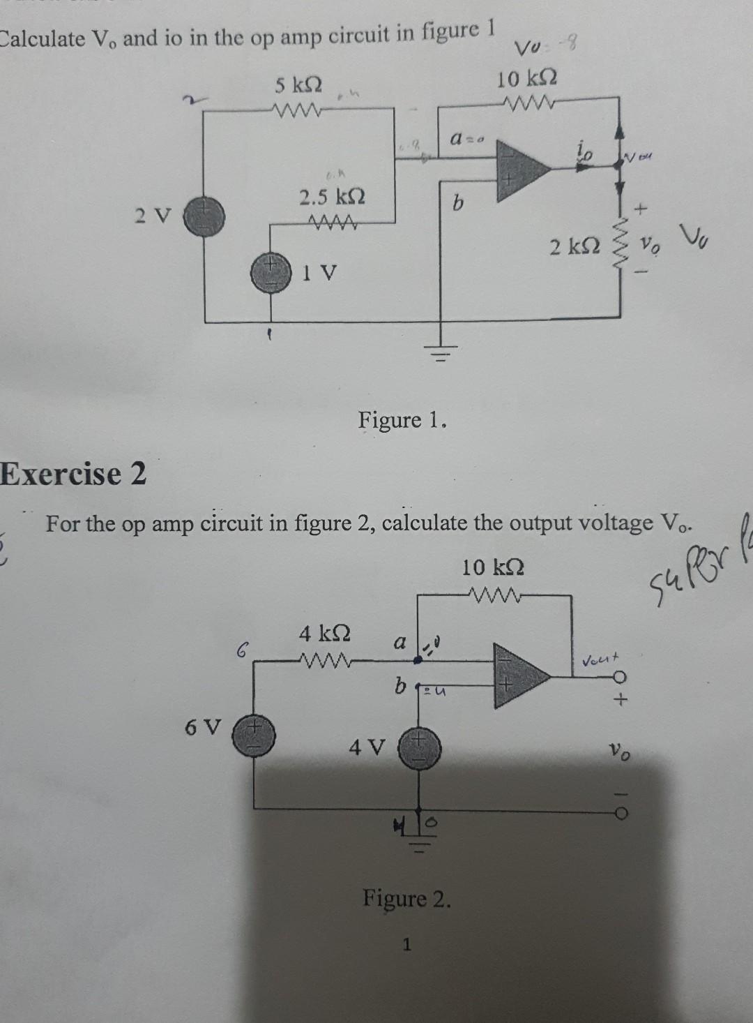 Solved Calculate Vo and io in the op amp circuit in figure 1 | Chegg.com