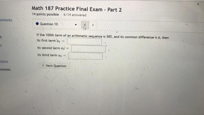 Solved Math 187 Practice Final Exam - Part 2 14 points | Chegg.com