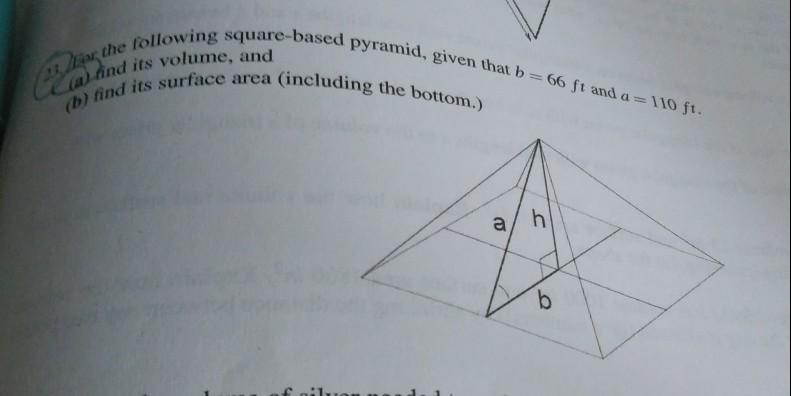 Solved the following square-based pyramid, given that b = 66 | Chegg.com