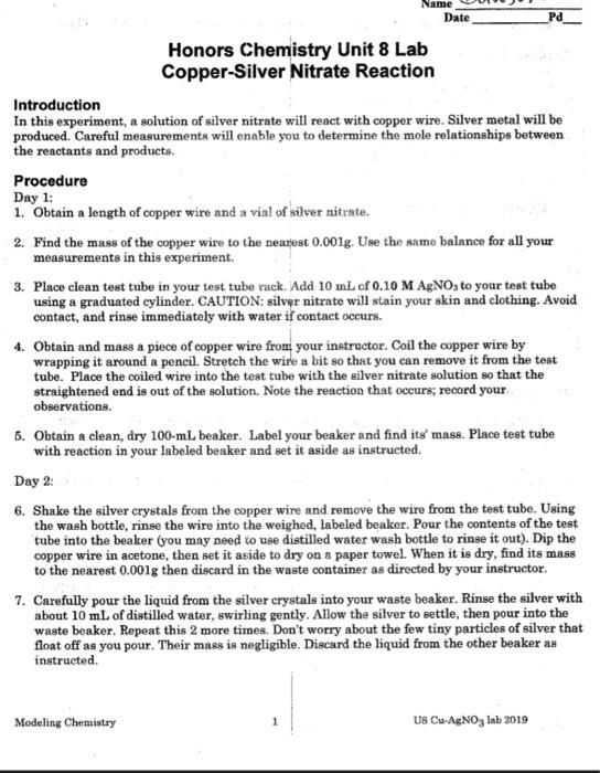 Solved silver nitrate lab similar to this labquestion-After | Chegg.com