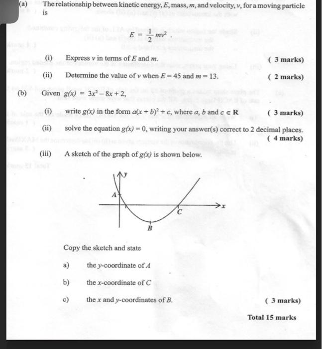 Solved The relationship between kinetic energy, E, mass, m, | Chegg.com