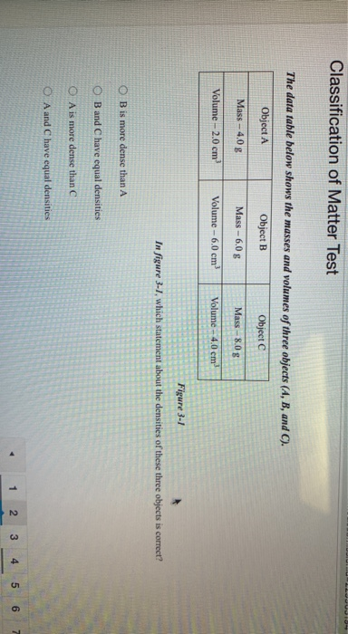 Solved Classification of Matter Test The data table below | Chegg.com