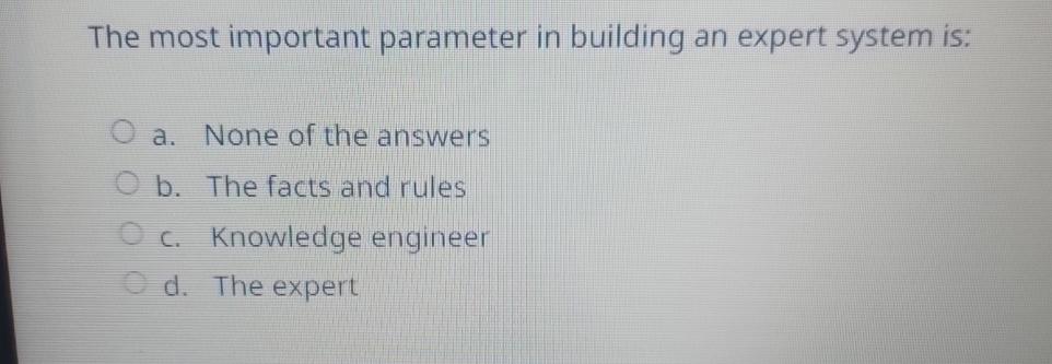 Solved The most important parameter in building an expert | Chegg.com