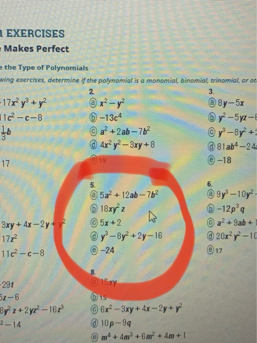 Solved 1 EXERCISES Makes Perfect e the Type of Polynomials | Chegg.com
