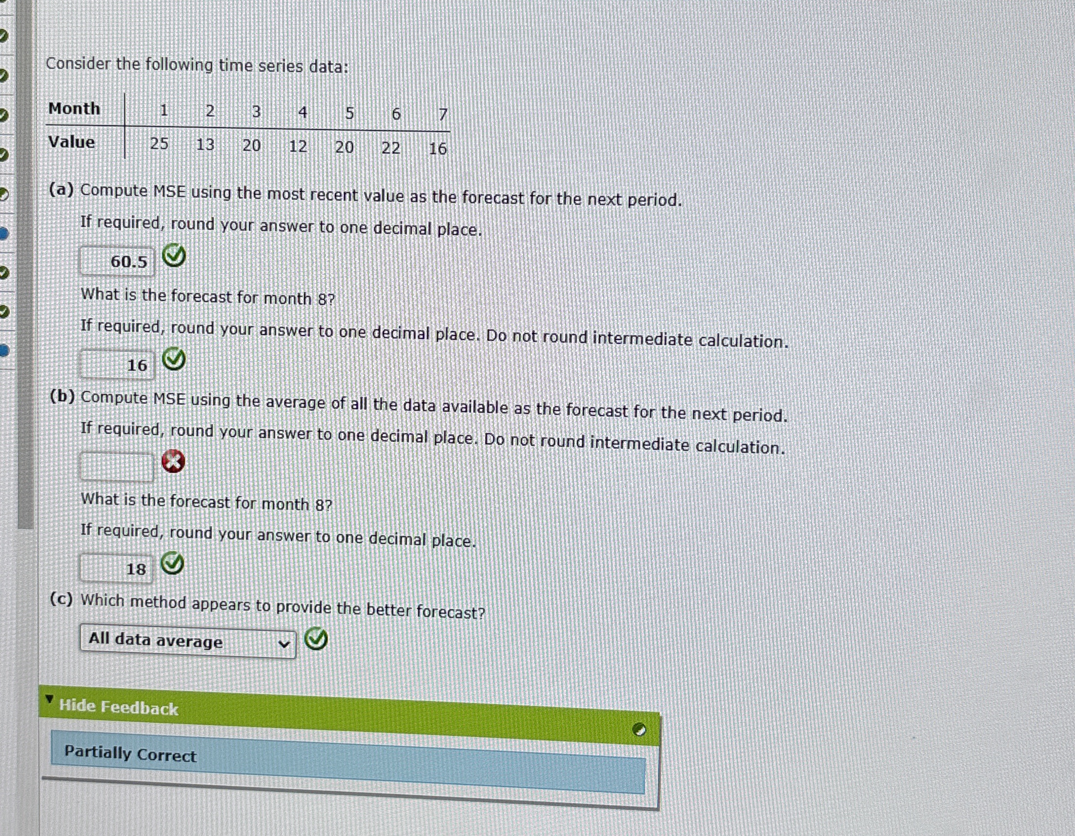 Solved Consider the following time series | Chegg.com