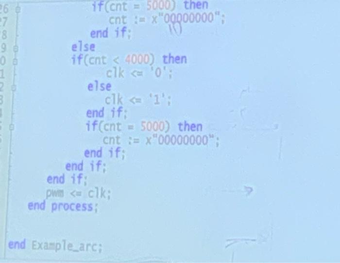 Solved Write VHDL code to generate PWM signal with 30 Khz | Chegg.com Solved Write VHDL code to generate PWM signal with 30 Khz | Chegg.com