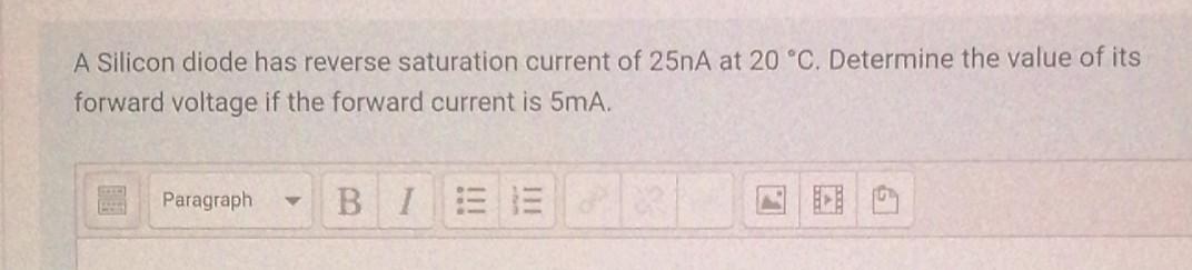 Solved A Silicon diode has reverse saturation current of | Chegg.com