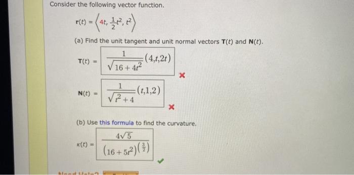 Solved Consider The Following Vector Function R T A Find