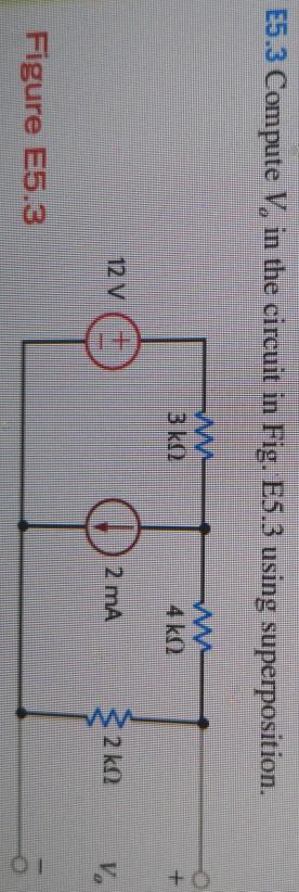 Solved E5.3 Compute V, in the circuit in Fig. E5.3 using | Chegg.com