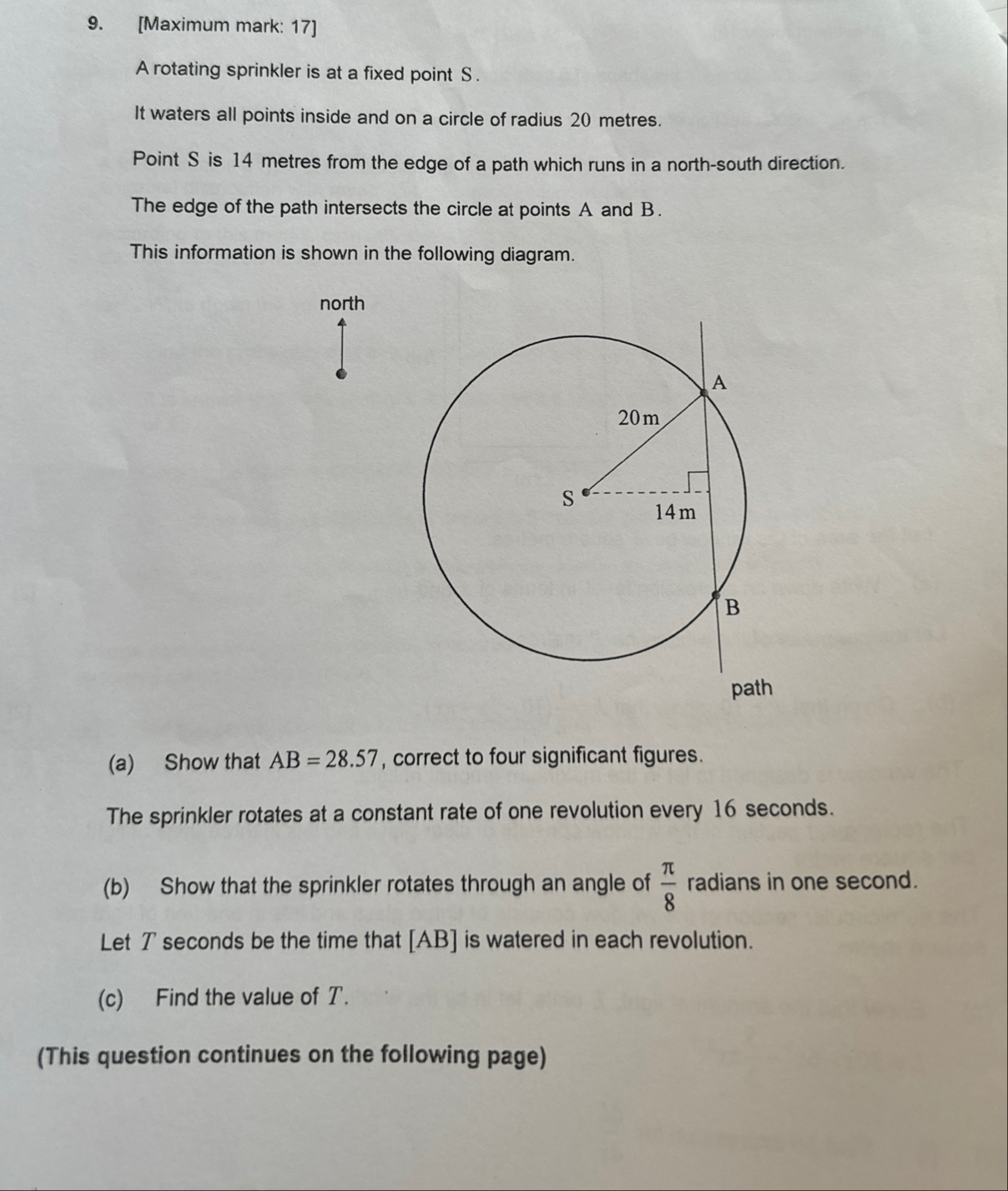 Solved [Maximum mark: 17]A rotating sprinkler is at a fixed | Chegg.com