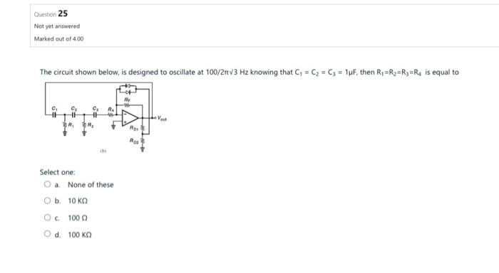 Solved The circuit shown below, is designed to oscillate at | Chegg.com
