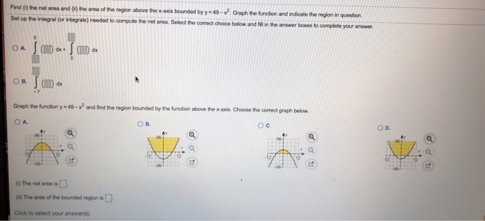 Solved Find () the net area and the area of the region above | Chegg.com