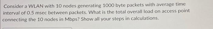 Solved Consider a WLAN with 10 nodes generating 1000 byte | Chegg.com