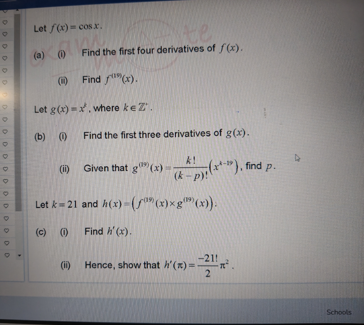 Solved Let f(x)=cosx.(a) (i) ﻿Find the first four | Chegg.com