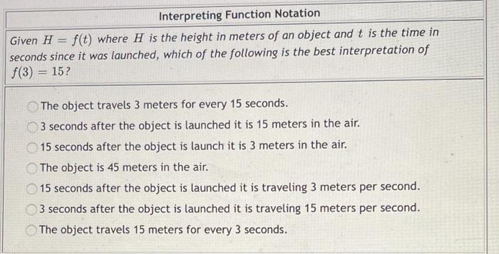 Solved Interpreting Function Notation Given H F T Where H