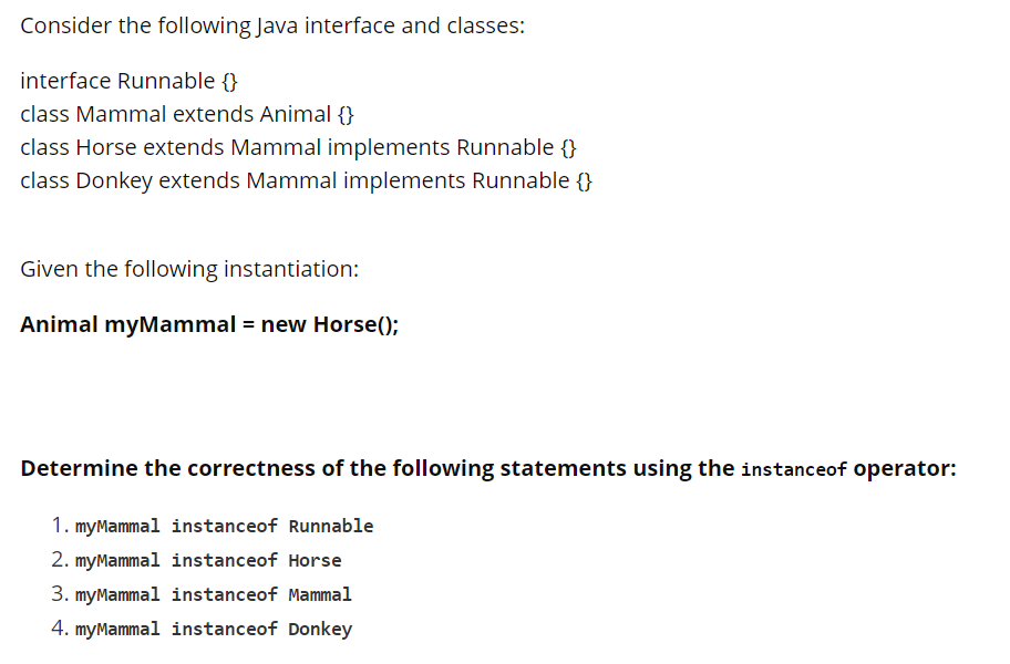 Solved Consider the following Java interface and | Chegg.com