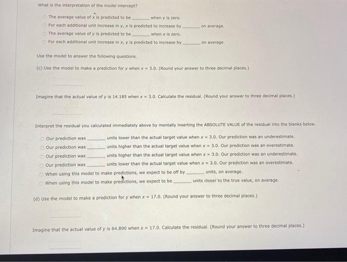 Solved What is the interpretation of the model intercept? | Chegg.com