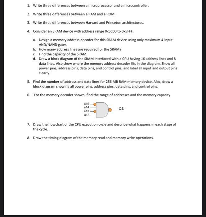 Solved 2. Write three differences between a RAM and a ROM. | Chegg.com