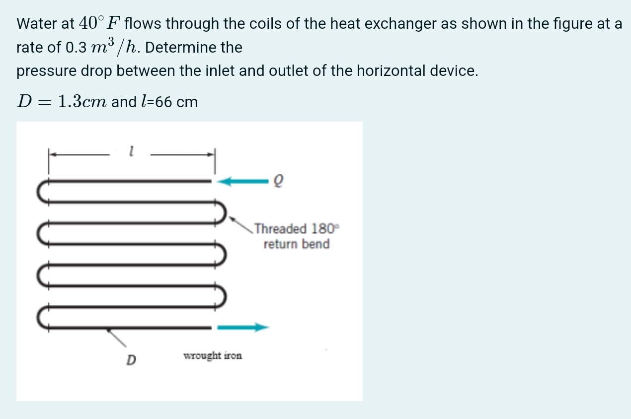 Solved Water at 40°F ﻿flows through the coils of the heat | Chegg.com