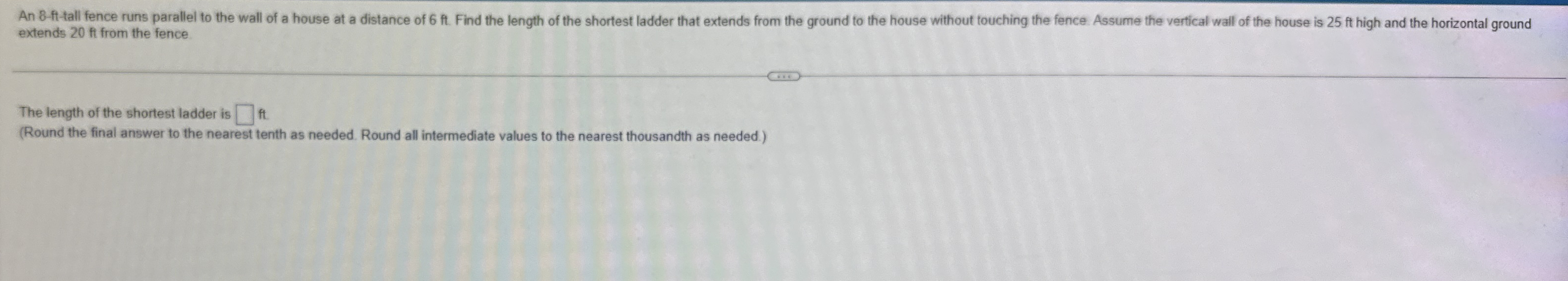 Solved extends 20 ﻿ft from the fenceThe length of the | Chegg.com
