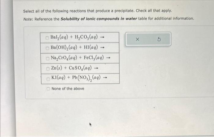 Solved Select all of the following reactions that produce a | Chegg.com