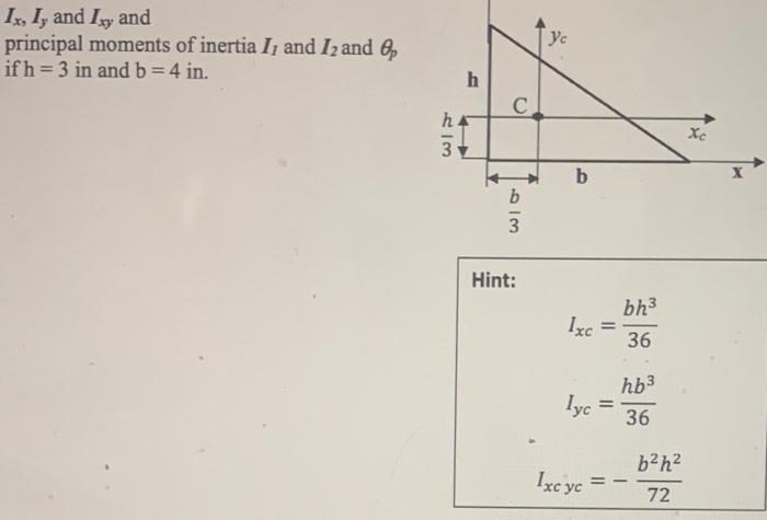 Solved Ix,Iy and Ixy and principal moments of inertia II and | Chegg.com