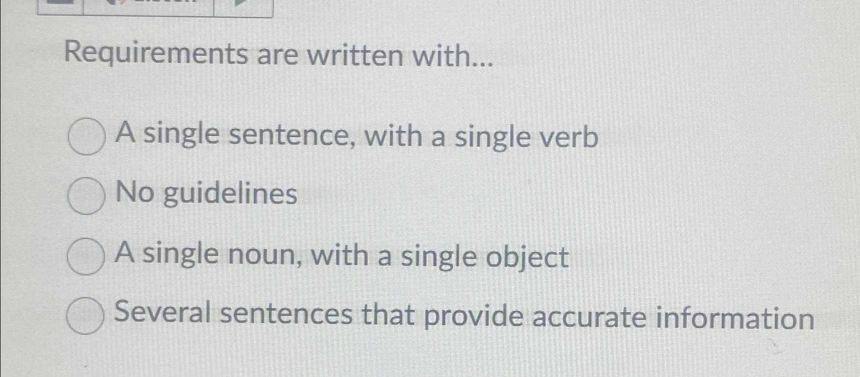 Solved Requirements are written with...A single sentence, | Chegg.com