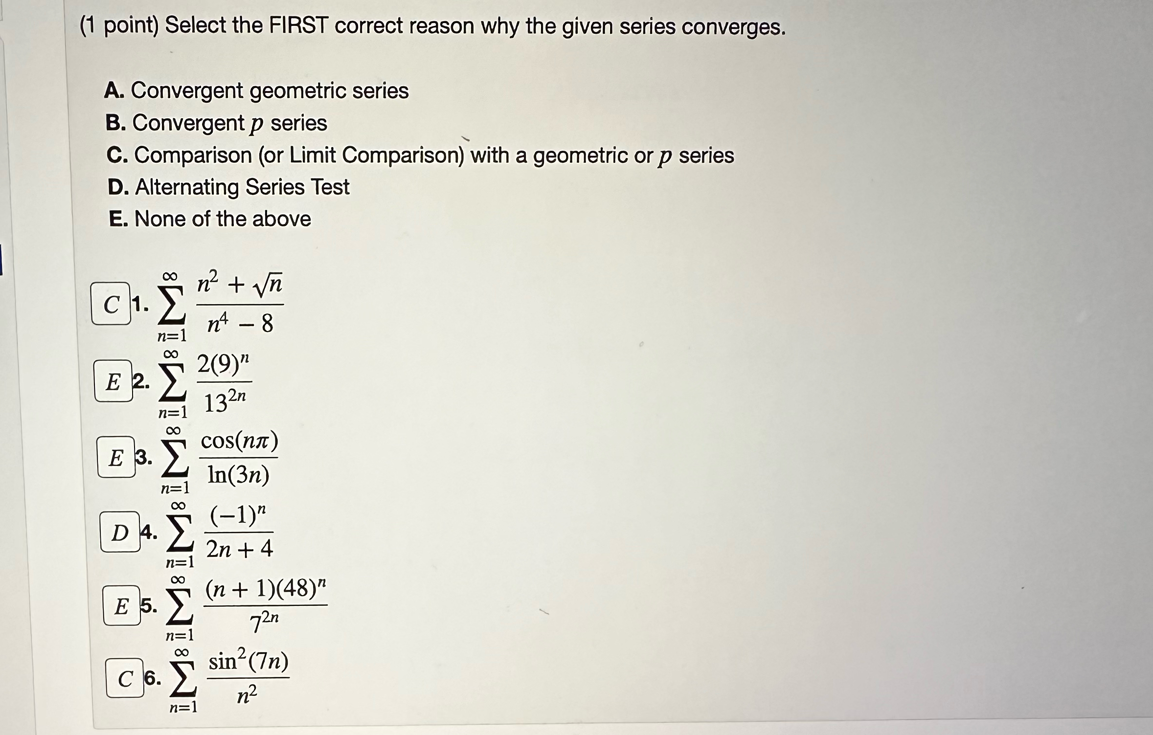 Solved (1 ﻿point) ﻿Select the FIRST correct reason why the | Chegg.com