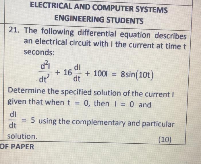 Solved ELECTRICAL AND COMPUTER SYSTEMS ENGINEERING STUDENTS | Chegg.com Solved ELECTRICAL AND COMPUTER SYSTEMS ENGINEERING STUDENTS | Chegg.com