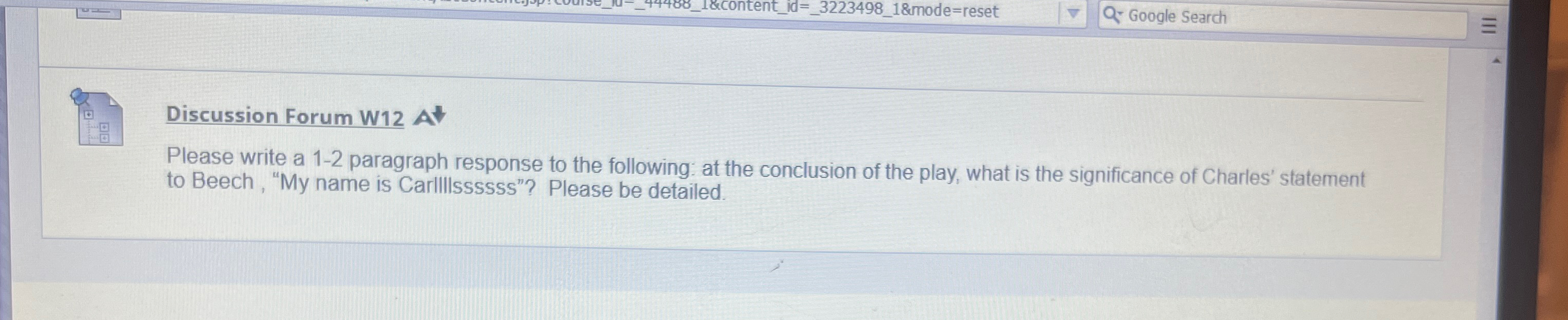 Discussion Forum W12Please write a 1-2 ﻿paragraph | Chegg.com