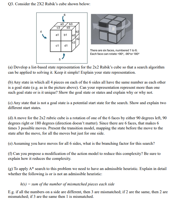 Solved Q3. ﻿Consider the 2X2 ﻿Rubik's cube shown below:(a) | Chegg.com