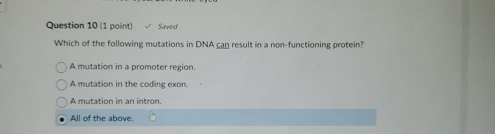 Solved Question 10 (1 ﻿point) ﻿SavedWhich of the following | Chegg.com