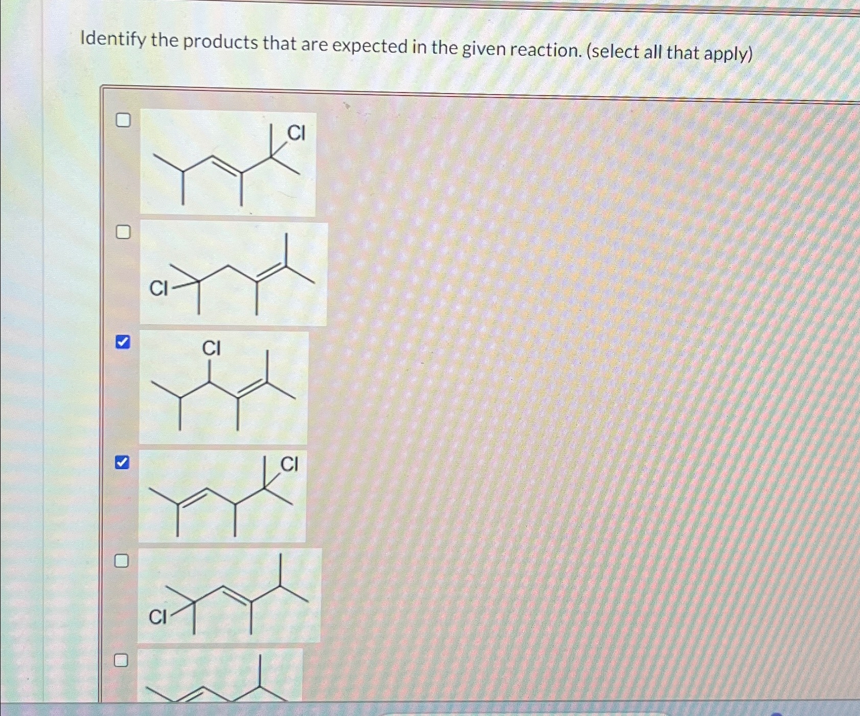 Identify the products that are expected in the given | Chegg.com