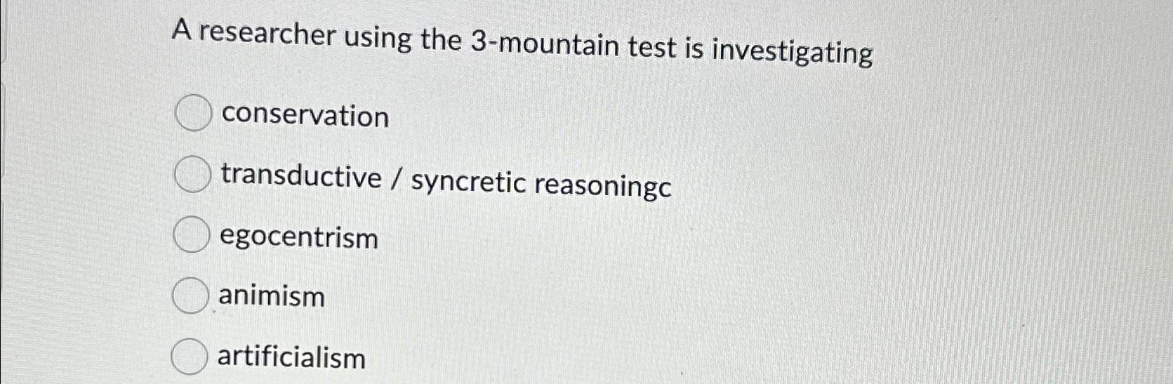 Solved A researcher using the 3 -mountain test is | Chegg.com
