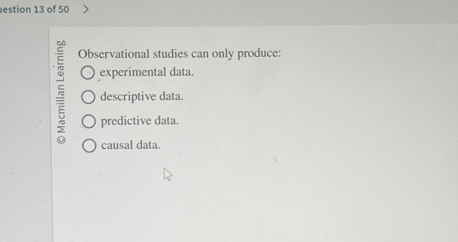 destion 13 ﻿of 50 ﻿Observational studies can only | Chegg.com