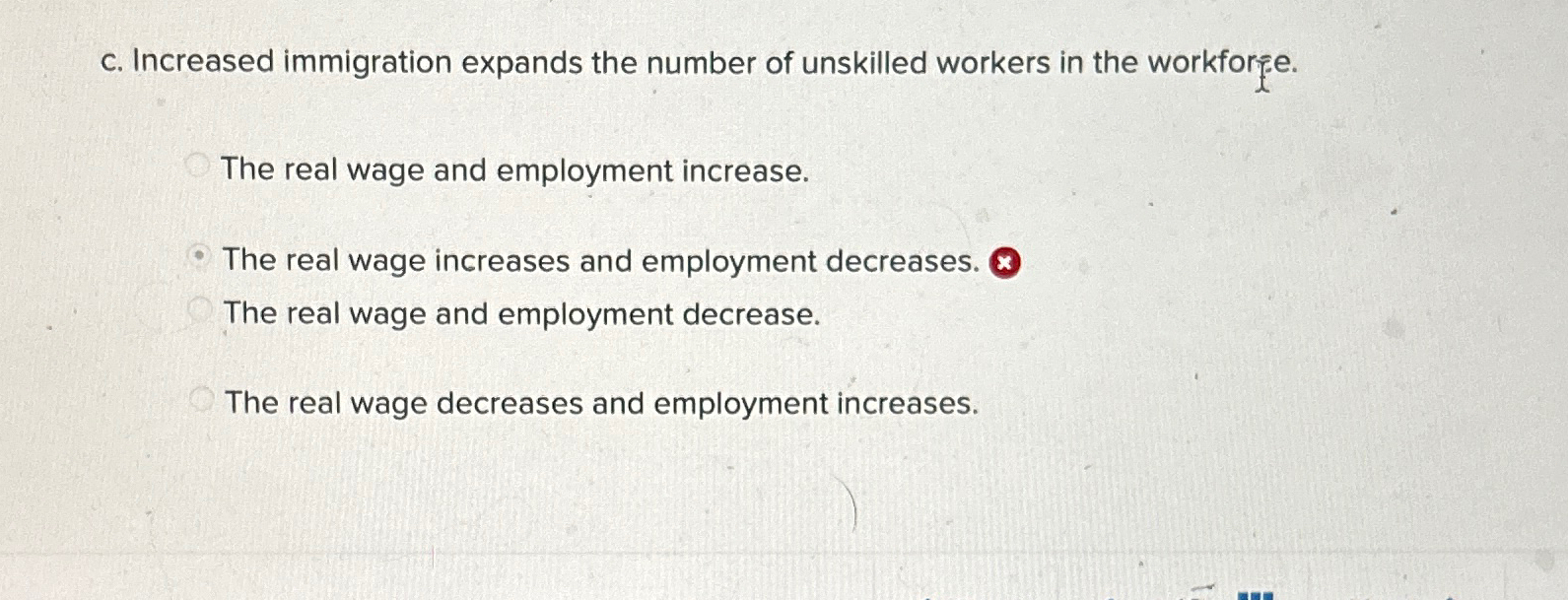 Solved c. ﻿Increased immigration expands the number of | Chegg.com