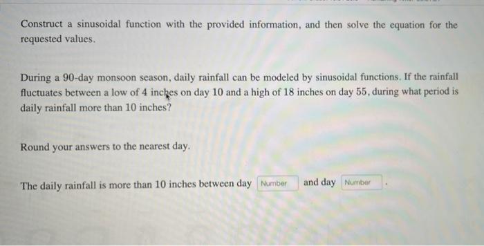 Solved Construct a sinusoidal function with the provided | Chegg.com