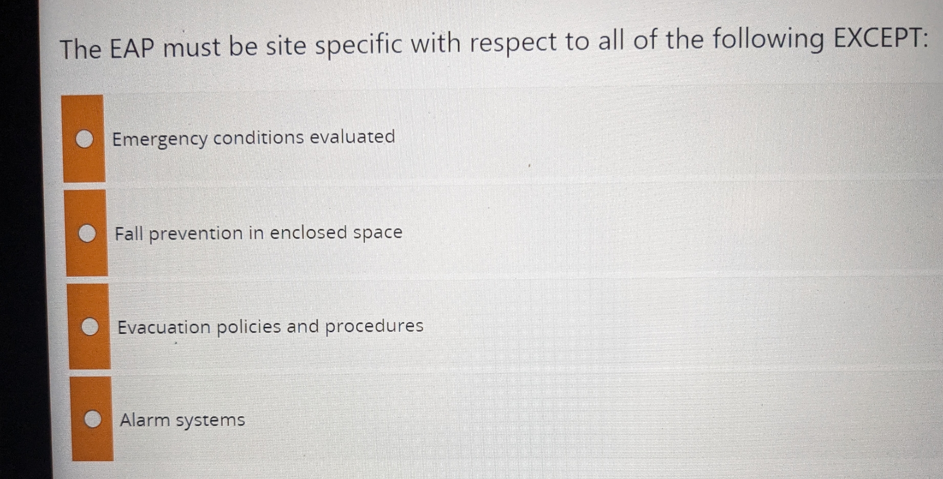 Solved The EAP must be site specific with respect to all of | Chegg.com