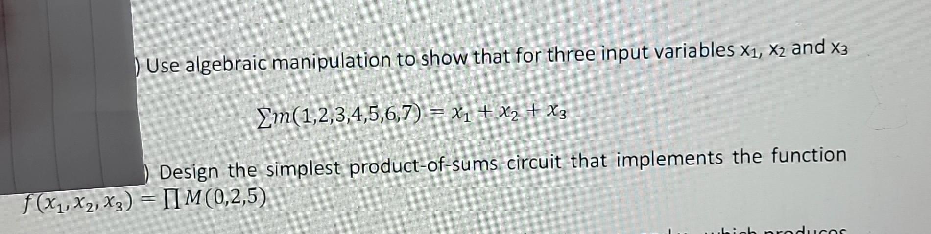 Solved Use algebraic manipulation to show that for three | Chegg.com