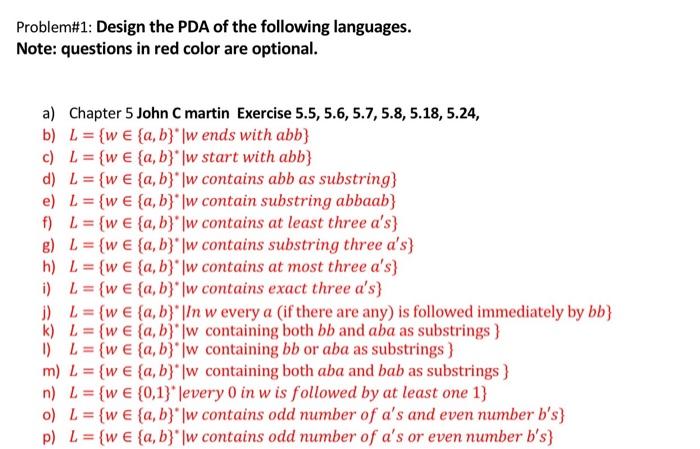 make PDA diagrams of the following questions on a | Chegg.com