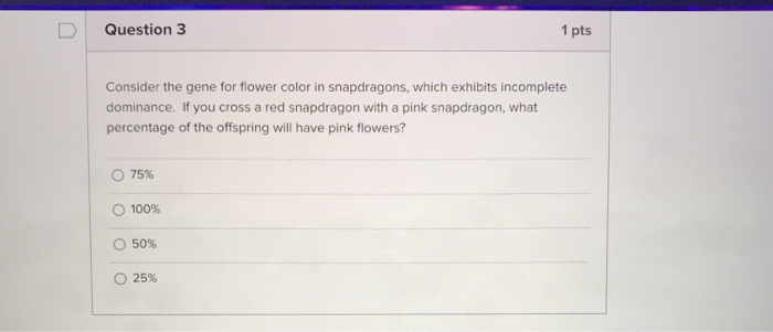 Solved Question 3 1 pts Consider the gene for flower color | Chegg.com