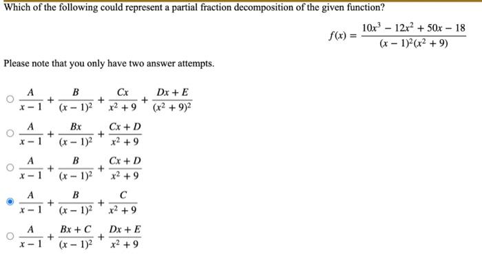 Solved Which of the following could represent a partial | Chegg.com
