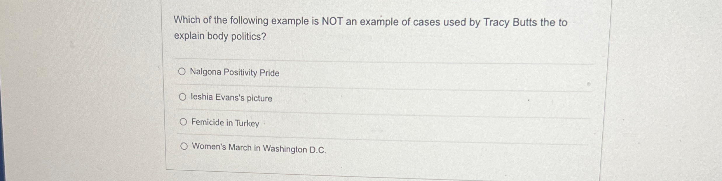 Solved Which of the following example is NOT an example of | Chegg.com