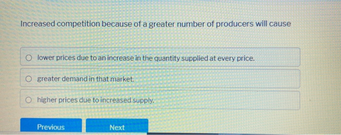Solved Increased competition because of a greater number of | Chegg.com