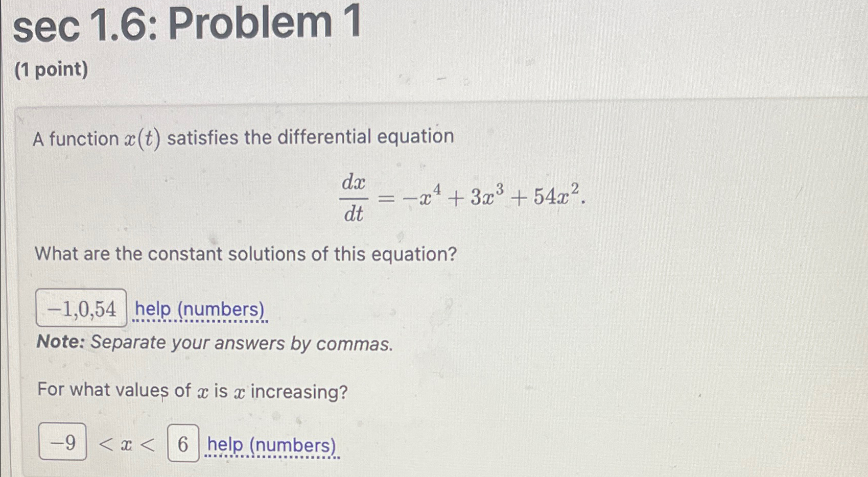 Solved sec 1.6: Problem 1(1 ﻿point)A function x(t) | Chegg.com